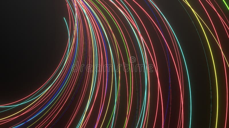 Rainbow -colored Neon Curved Line Abstract, Dramatic, Modern and ...