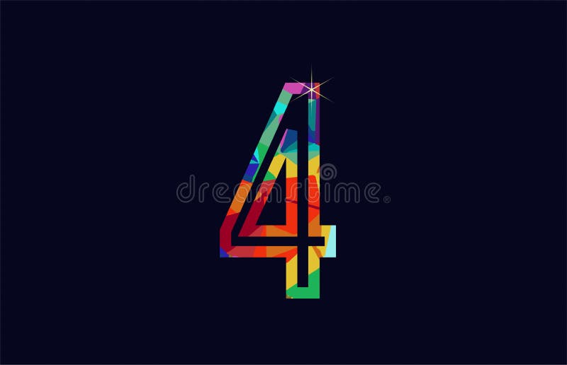 Rainbow Colored Number 4 Logo Company Icon Design Stock Vector ...