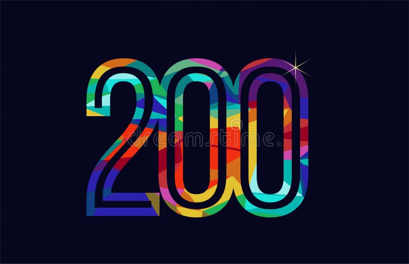 Rainbow Colored Number 200 Logo Company Icon Design Stock Vector ...
