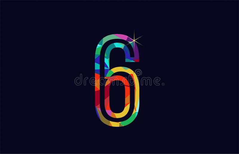 Rainbow Colored Number 6 Logo Company Icon Design Stock Vector ...