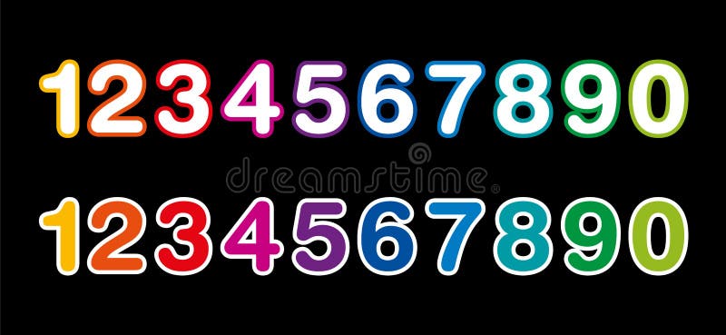 A Set of Colored Numbers. Cute Numbers Stock Vector - Illustration of ...
