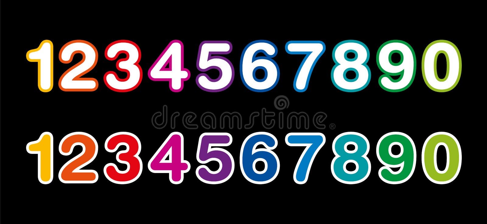 A Set of Colored Numbers. Cute Numbers Stock Vector - Illustration of ...