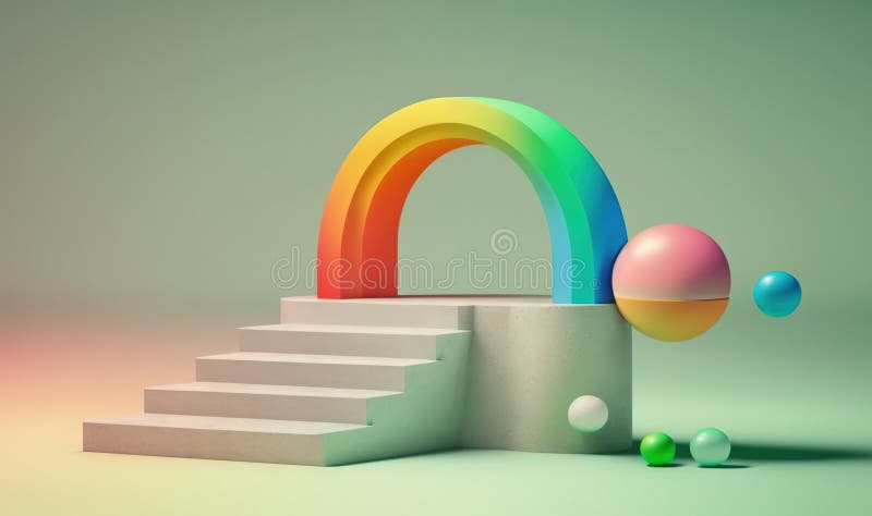 A Rainbow Colored Object Sitting on Top of a Set of Stairs Stock ...
