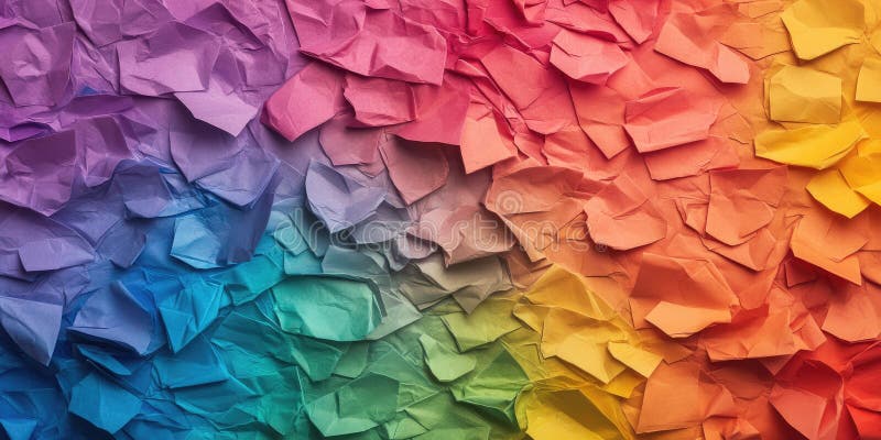 Rainbow Colored Origami Paper: a Close-up of Folded Origami Paper in a ...