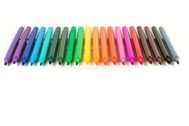 Rainbow Colored Pack of Markers Stock Photo - Image of marker, shallow ...