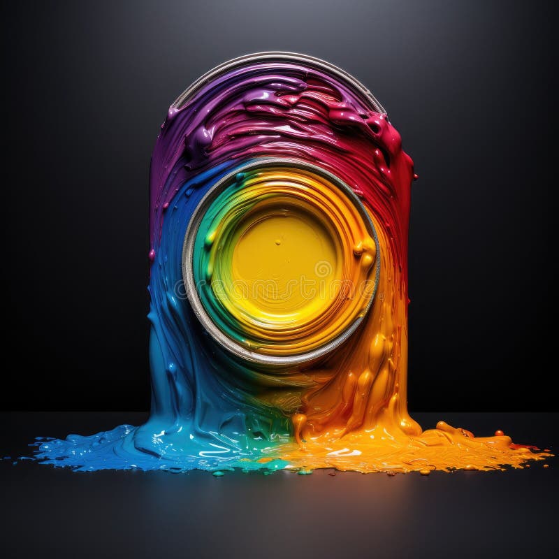 A Rainbow Colored Paint Dripping from a Can Stock Illustration ...