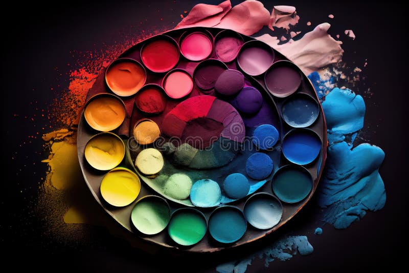 A Rainbow-colored Paint Palette, Featuring Different Shades of Each ...