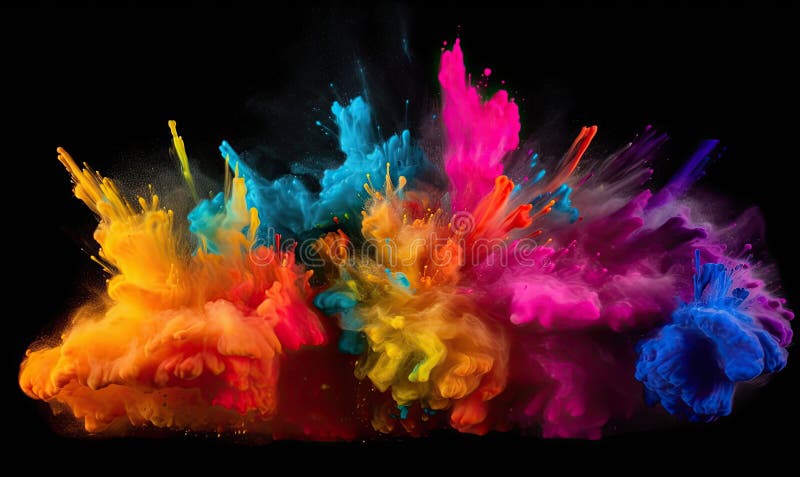 Rainbow-colored Paint Powder Explosion with Copy Space Creating Using ...