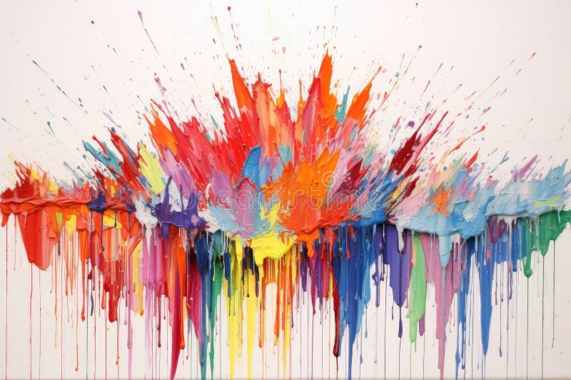 Rainbow-colored Paint Splatter on White Canvas Stock Photo - Image of ...