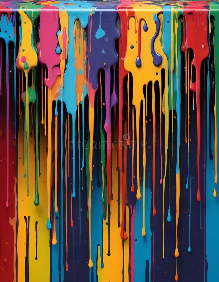 Rainbow Paint Drips on Bright Surface AI Generative Stock Photo - Image ...