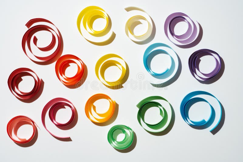 Rainbow Colored Paper Circles on White Background Stock Image - Image ...