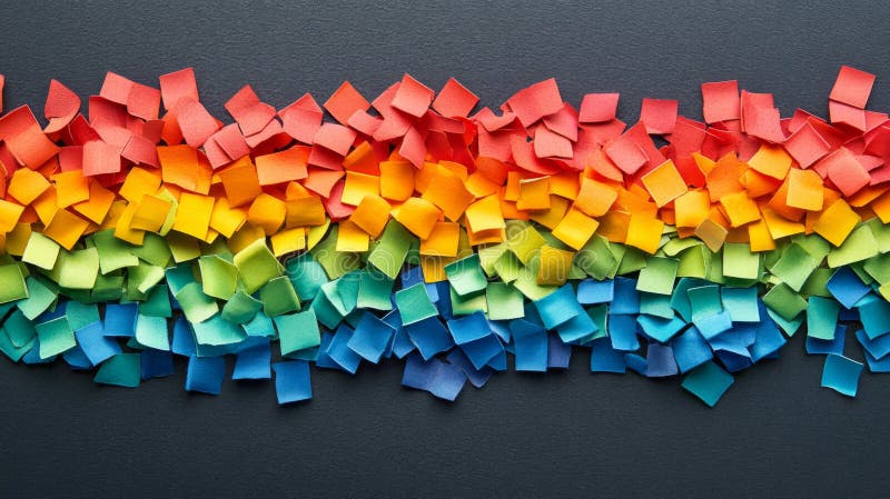 Rainbow Colored Paper Squares Arranged in a Row Stock Illustration ...