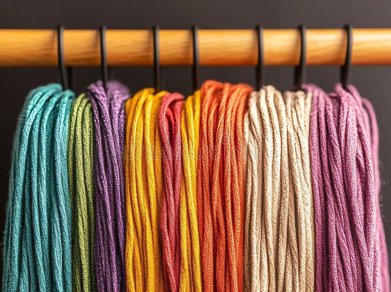 Rainbow-colored Pastel Yarn Drying Naturally Stock Image - Image of ...