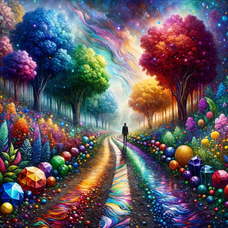 "Rainbow Coloured Path," (Gen, a.I.) Stock Illustration - Illustration ...