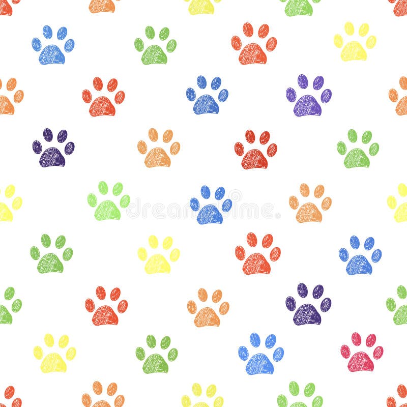 Rainbow Colored Paw Prints Pattern Stock Vector - Illustration of light ...