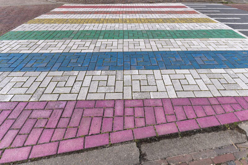 Rainbow Colored Pedestrian Crossing Stock Photo - Image of traffic ...