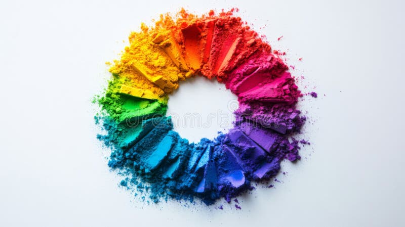 Rainbow Colored Powder Arranged in a Circular Formation Stock ...