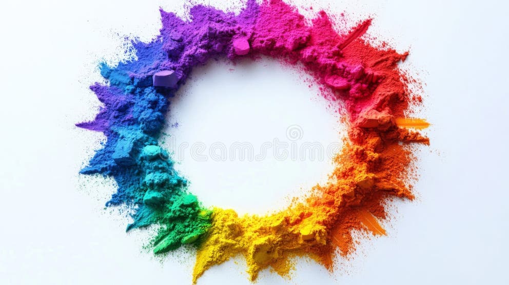 Rainbow Colored Powder Forms Circular Frame Stock Illustration ...