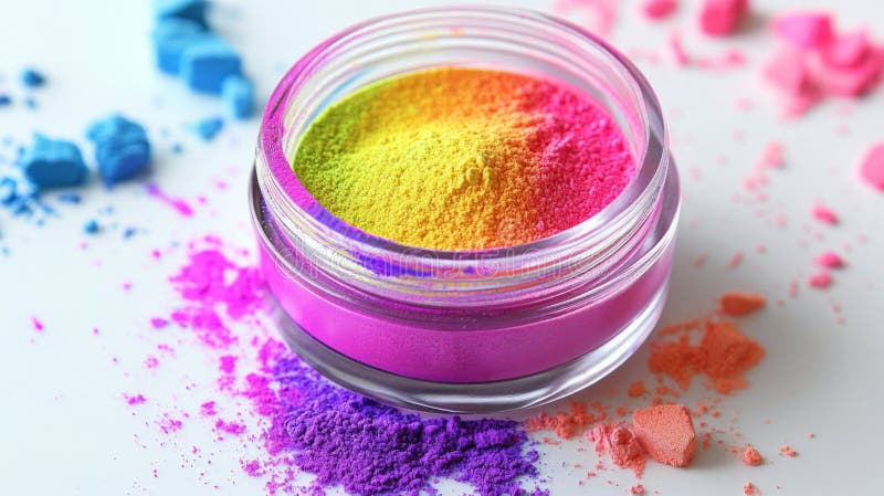 Rainbow Colored Powder in a Glass Jar Stock Illustration - Illustration ...