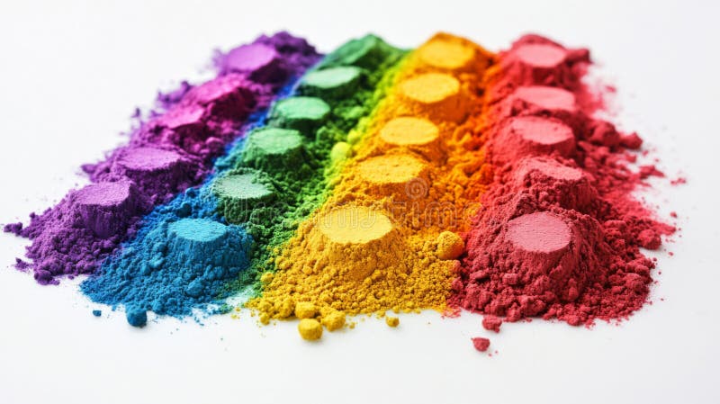 Rainbow Colored Powder Spilled in a Row Stock Illustration ...