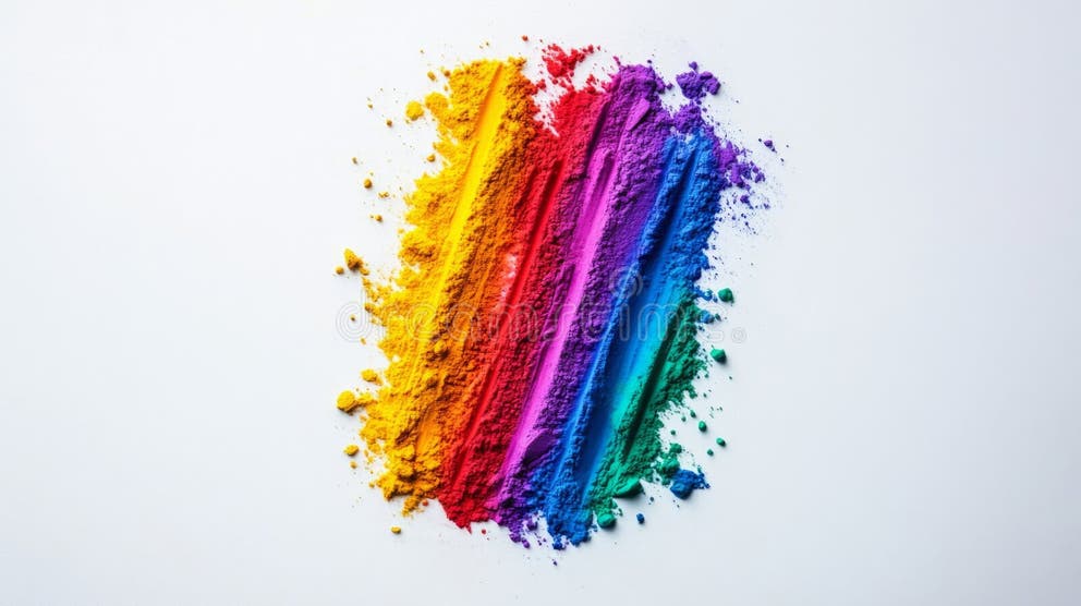 Rainbow Colored Powder Streaks on White Background Stock Illustration ...
