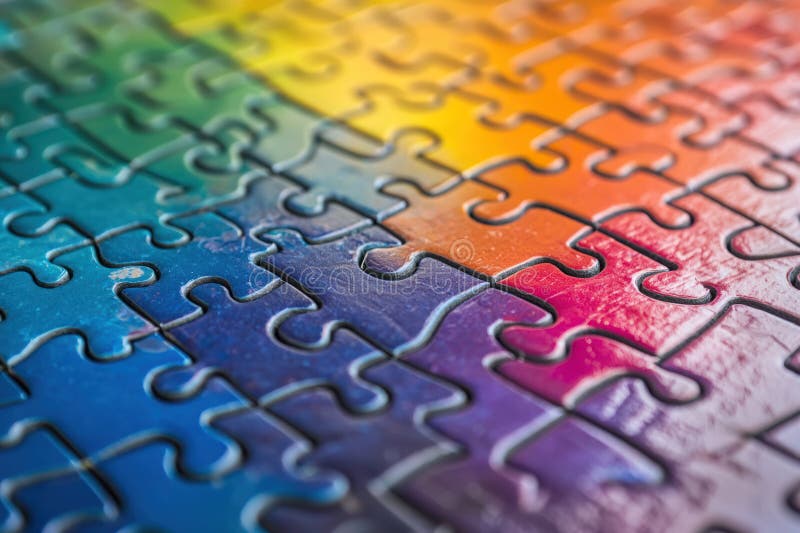 Rainbow Colored Puzzle Pieces Fitting Together, Symbolizing Unity and ...
