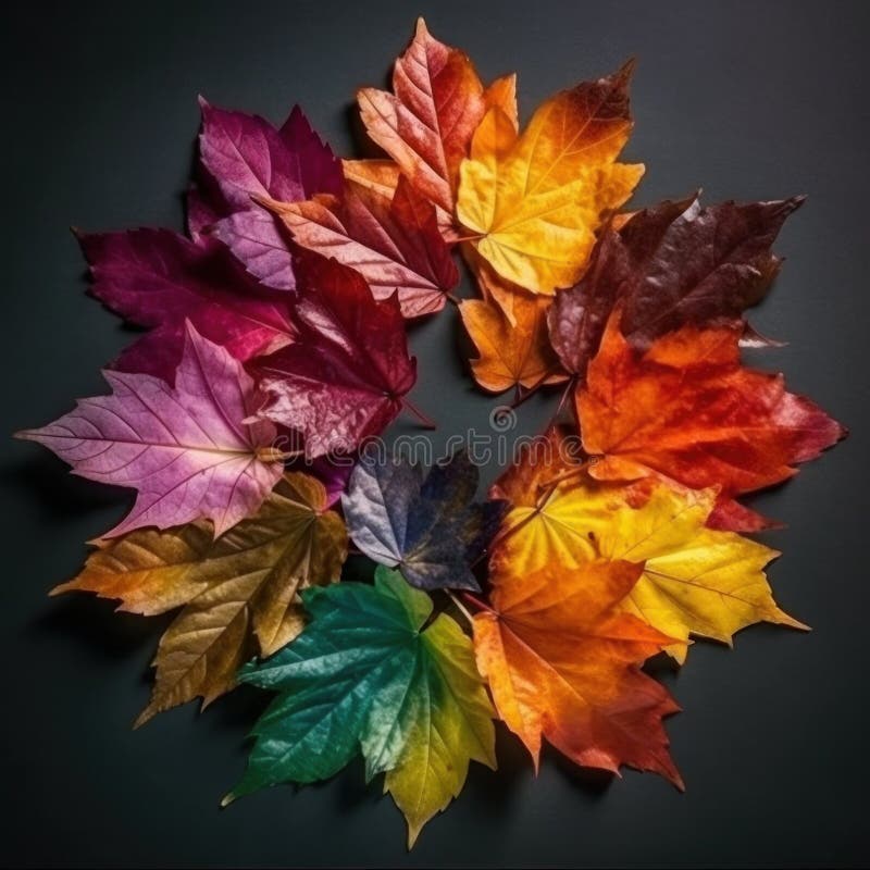 Rainbow Colored Realistic Autumn Leaves. AI Generative Illustration ...