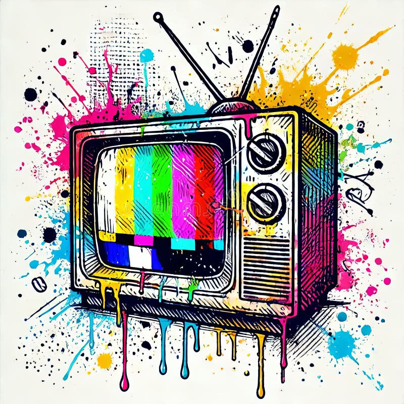 Rainbow-Colored Retro Television Stock Illustration - Illustration of ...