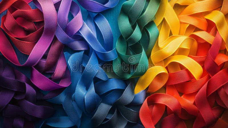 Rainbow Colored Ribbons Arranged in a Colorful Pattern Stock ...