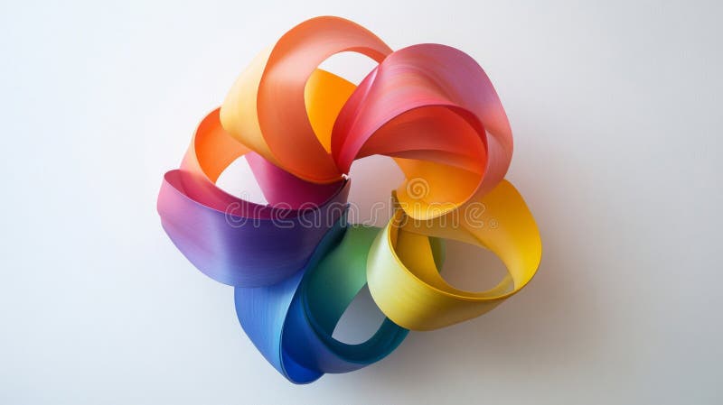 Rainbow Colored Ribbons Form Abstract Circular Design Stock ...