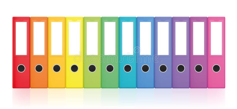 Rainbow Colored Ring Binders Colorful Leaf Binder Set Stock Vector ...