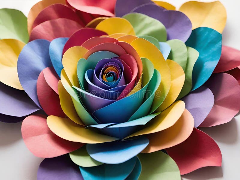 Rainbow Colored Rose in the Shape Stock Illustration - Illustration of ...