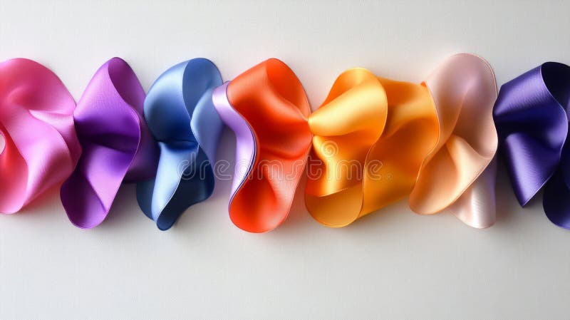 Rainbow Colored Satin Ribbons Arranged in a Row Stock Illustration ...