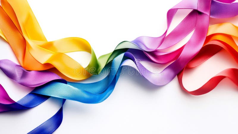 Rainbow Colored Satin Ribbons Flowing Gracefully Stock Illustration ...