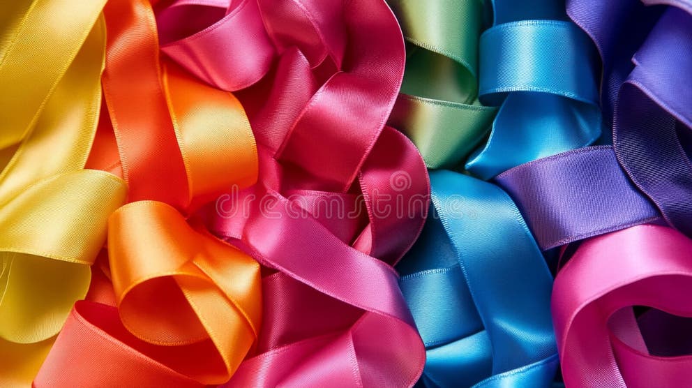 Rainbow Colored Satin Ribbons Twisted Together Stock Illustration ...