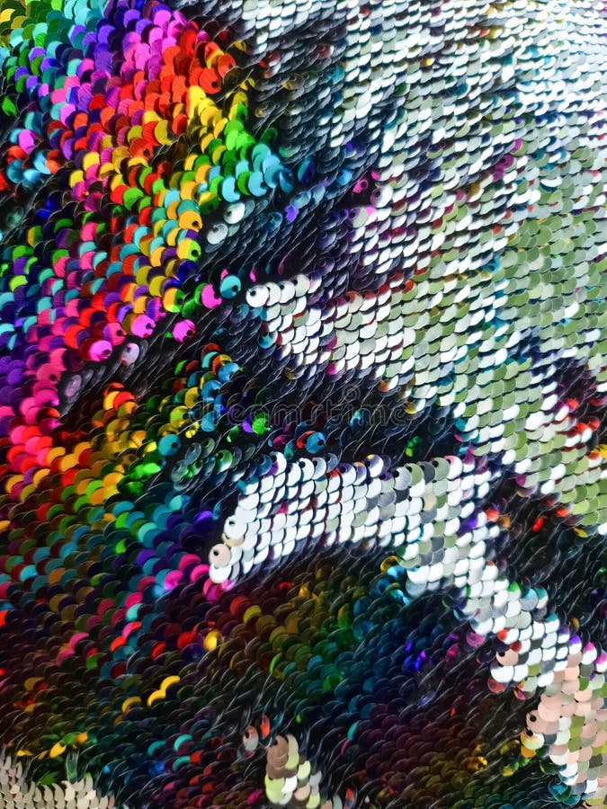 Rainbow Colored Sequins Forming Diagonal Stripes Creating Vibrant ...