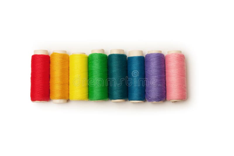 Rainbow Colored Set of Threads Isolated Stock Image - Image of fibre ...