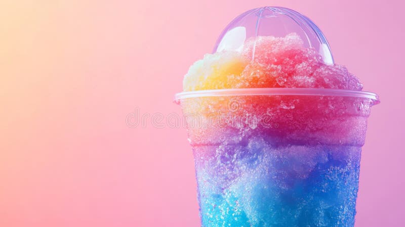 Rainbow Colored Shaved Ice in a Plastic Cup Stock Illustration ...