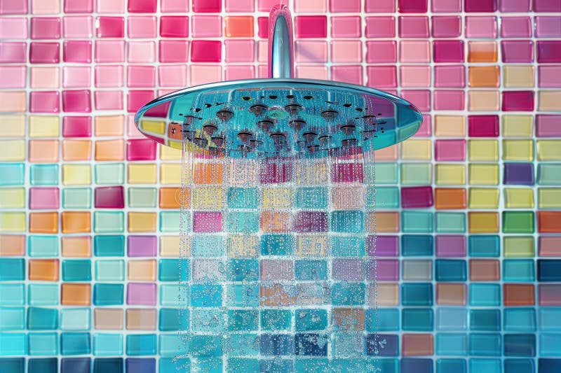 Rainbow Colored Shower Head is Spraying Water with Generative AI Stock ...