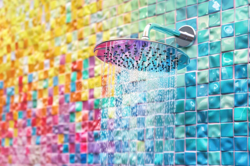 Rainbow Colored Shower Head is Spraying Water with Generative AI Stock ...