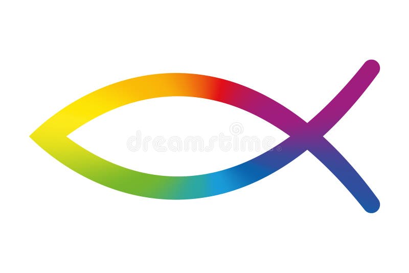 Rainbow Colored Sign of the Fish Symbol, Jesus Fish, Ichthys or Ichthus ...