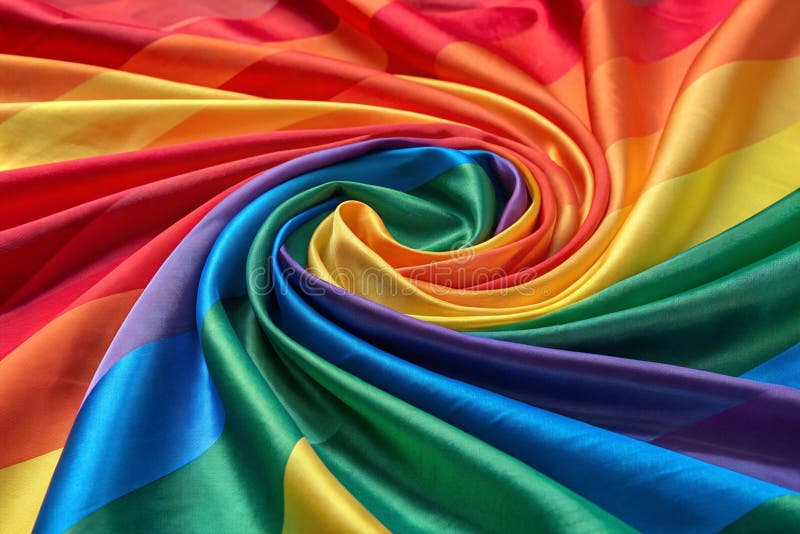 Rainbow Colored Silk Fabric Draped in Waves - Generated by Ai Stock ...