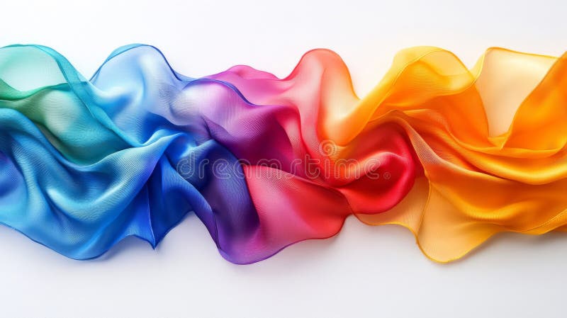 Rainbow Colored Silk Fabric Draped on White Background Stock ...