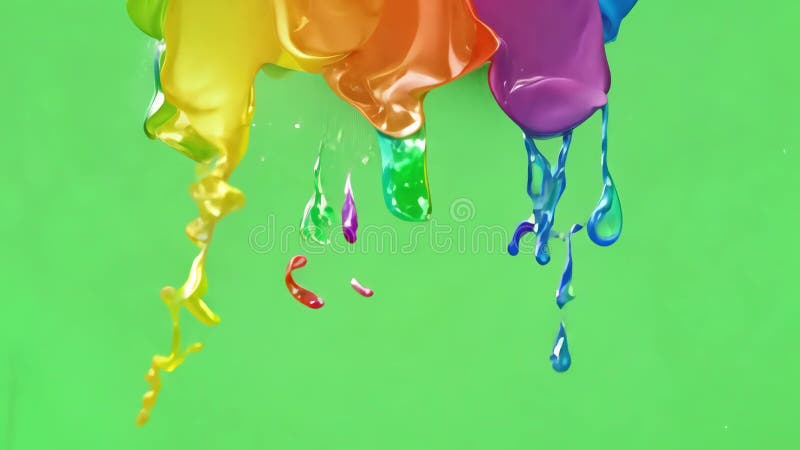 Rainbow Colored Silk Fabric Flowing on Green Screen Background Stock ...