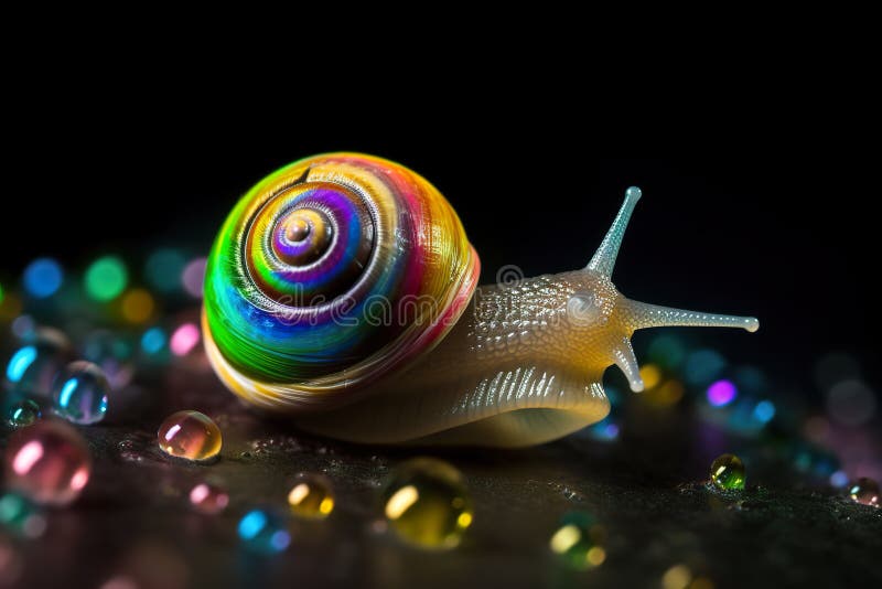 Rainbow Colored Snail, Small Multicolor Decorative Figurine, AI ...