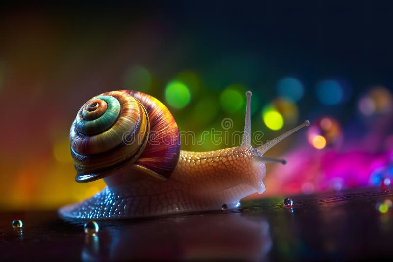 Rainbow Colored Snail, Small Multicolor Decorative Figurine, AI ...