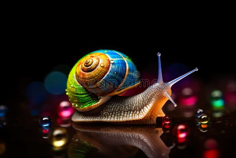 Rainbow Colored Snail, Small Multicolor Decorative Figurine, AI ...