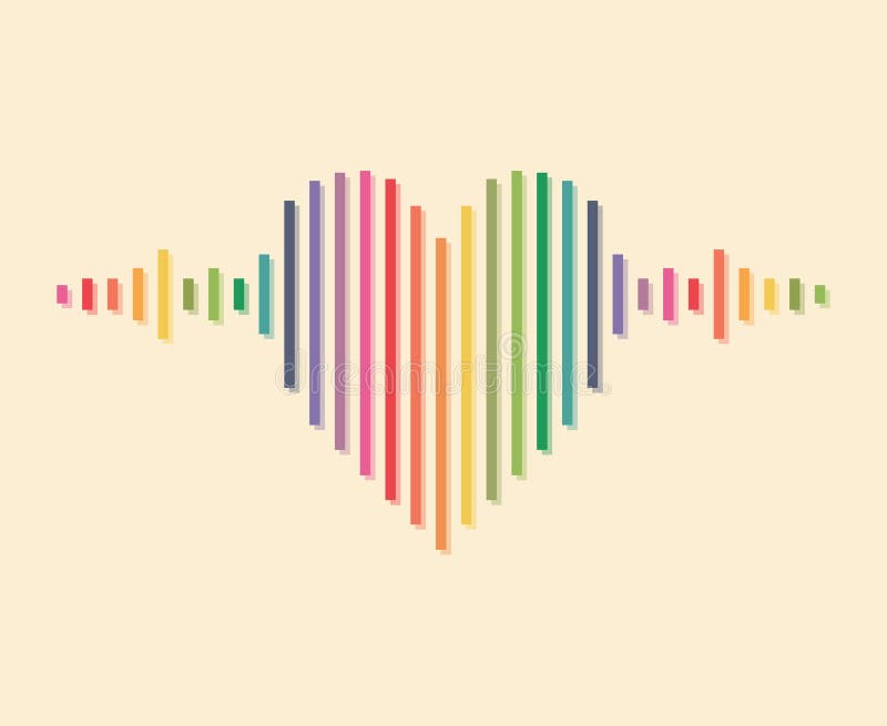 Rainbow Colored Sound Wave Heart Icon. Music Equalizer Stock Vector ...