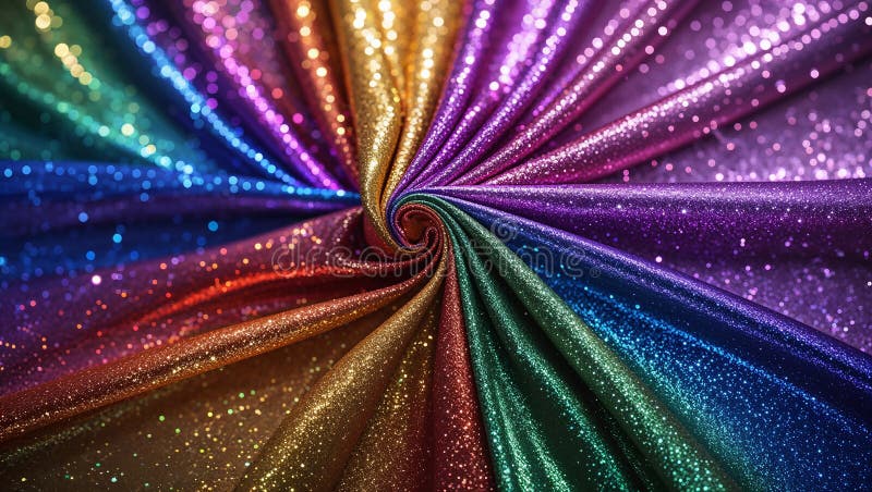 Rainbow Colored Sparkling Metallic Fabric Rotating Creating Spiral ...