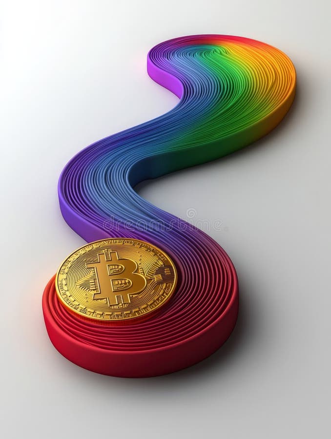 Rainbow Colored Spiral Design Featuring a Digital Coin Symbol in the ...